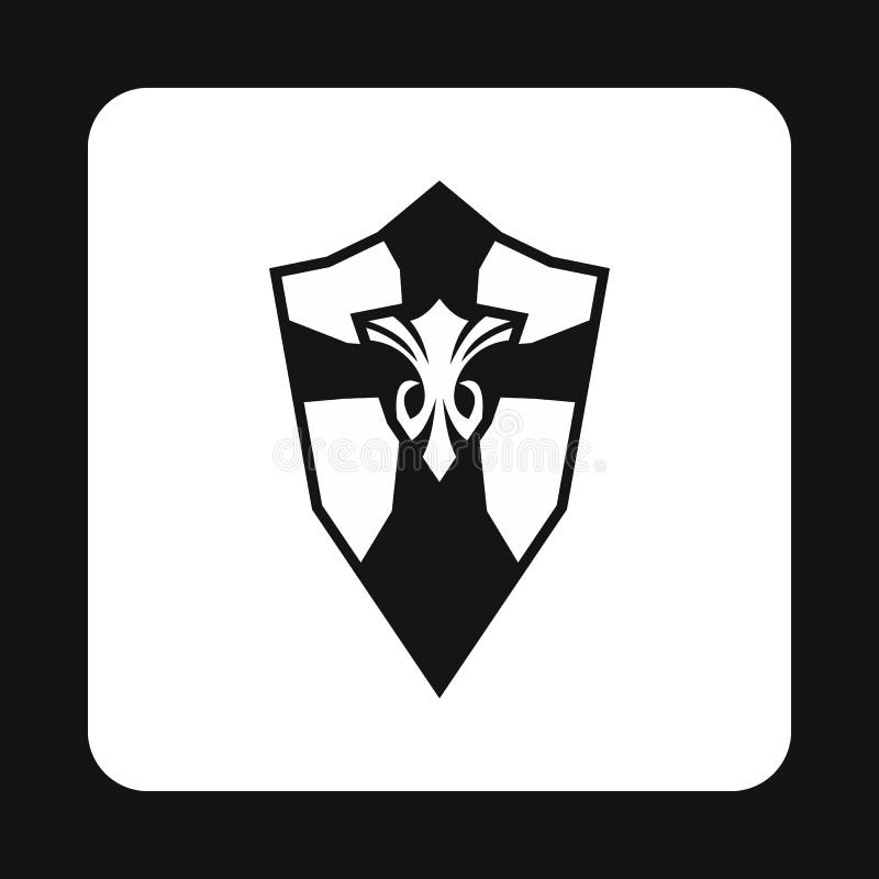 Combat Shield with Pattern Icon, Simple Style Stock Vector ...