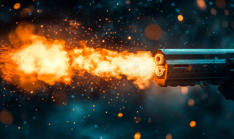 Combat Shotgun Being Fired, with Shells Ejecting and the Target Being ...