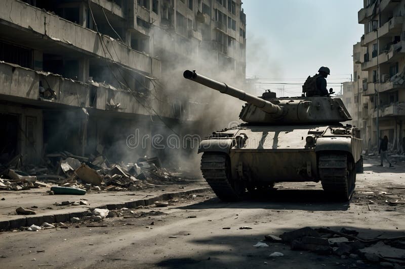 A Tank in a Street of a Destroyed City Stock Photo - Image of armored ...