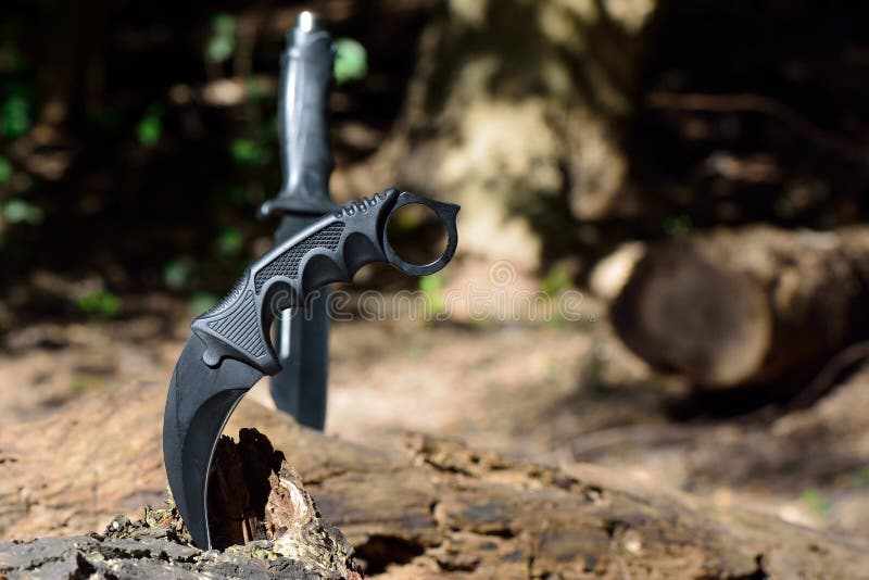 Combattimento Del Coltello in Foresta Immagine Stock - Immagine di ...