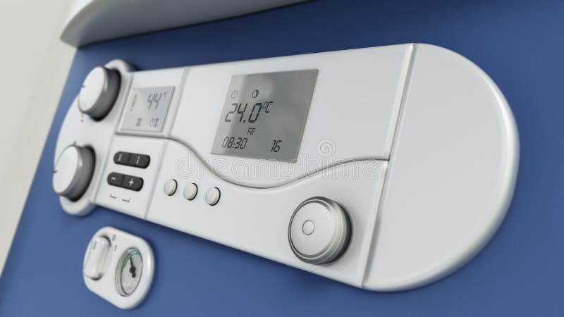 Combi Boiler Control Panel Macro Detail. 3D Illustration Stock Photo ...