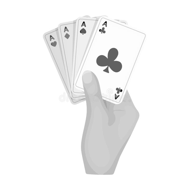 Combination of Cards in Hand. Playing Cards Single Icon in Monochrome ...