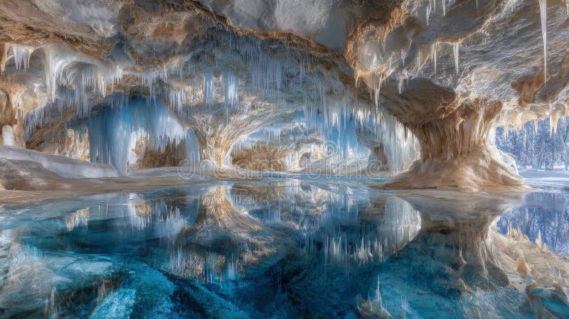 Ice cave on Lake Baikal stock photo. Image of oblast - 289501976