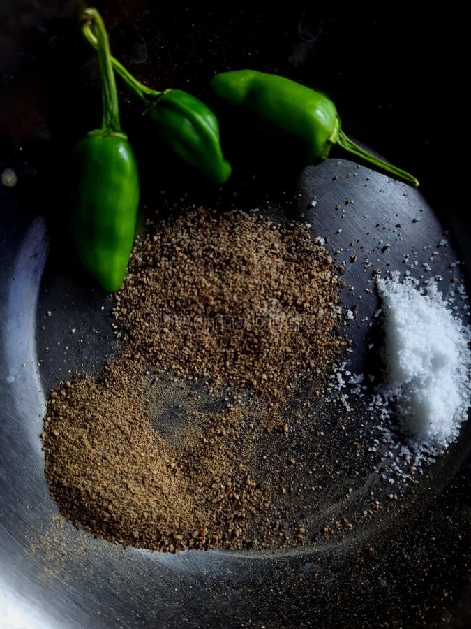 The Combination of Chili, Pepper and Salt... Stock Photo - Image of ...