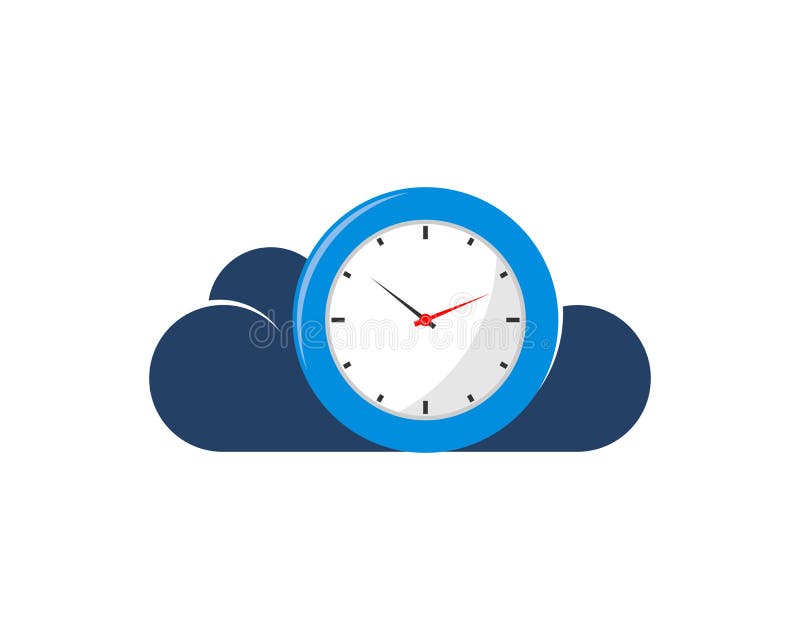 Combination Clock with Cloud Logo Stock Vector - Illustration of ...