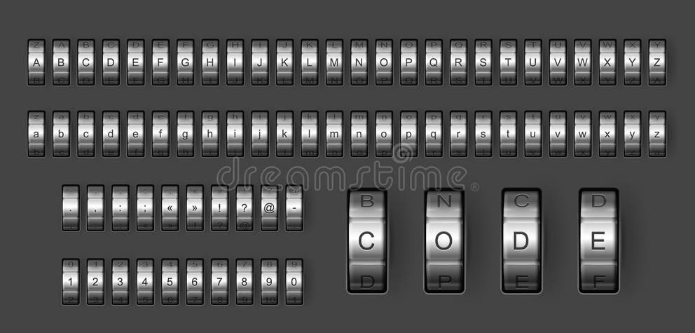Combination Code Lock Font, Padlock Type, Typeface Stock Vector ...
