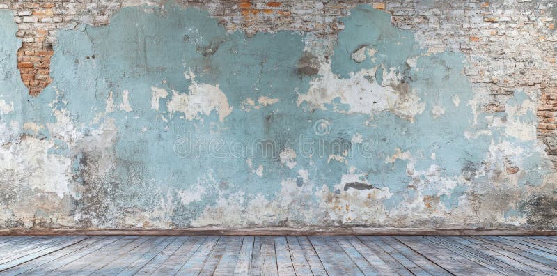 The Combination of a Colorful Distressed Wooden Wall and Floor Forms a ...