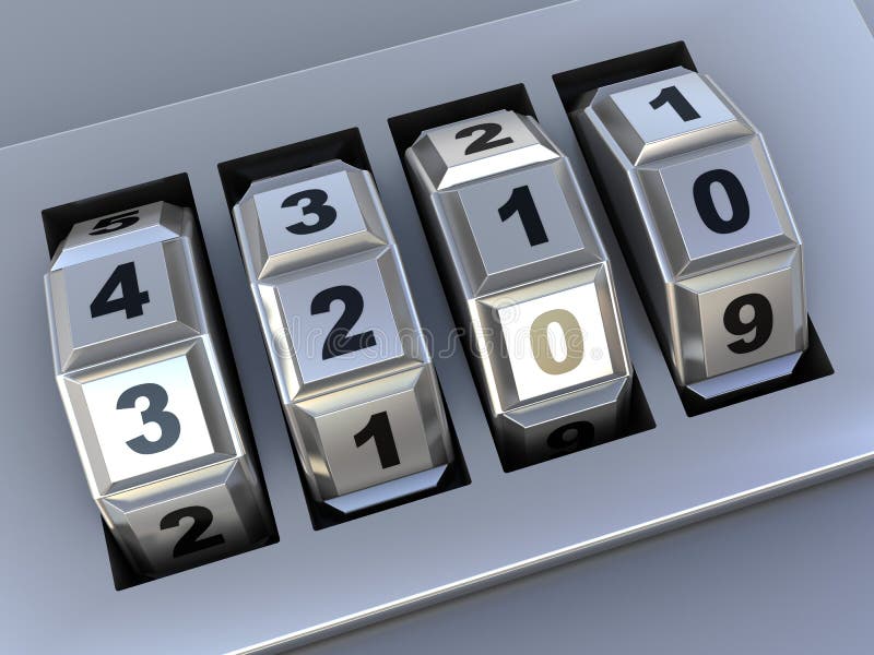 Metallic Combination Lock with Four Number Stock Illustration ...