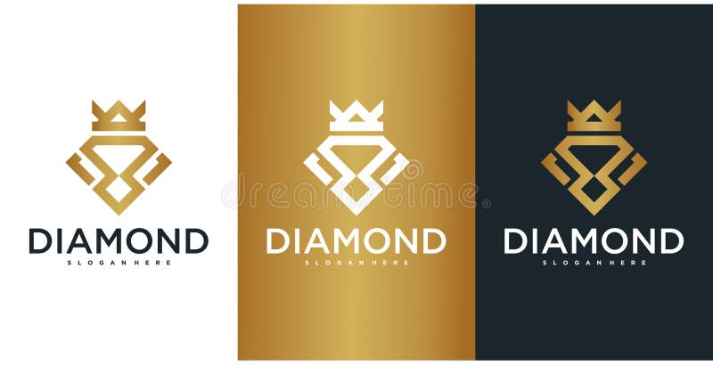 Combination Diamond and Crown Logo Design. Premium Vector Stock ...