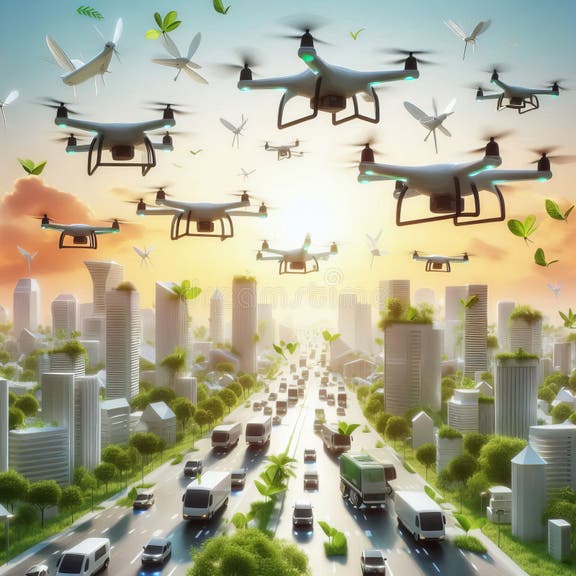 Combination of Eco Friendly Drones Working in Synchronized Forma Stock ...