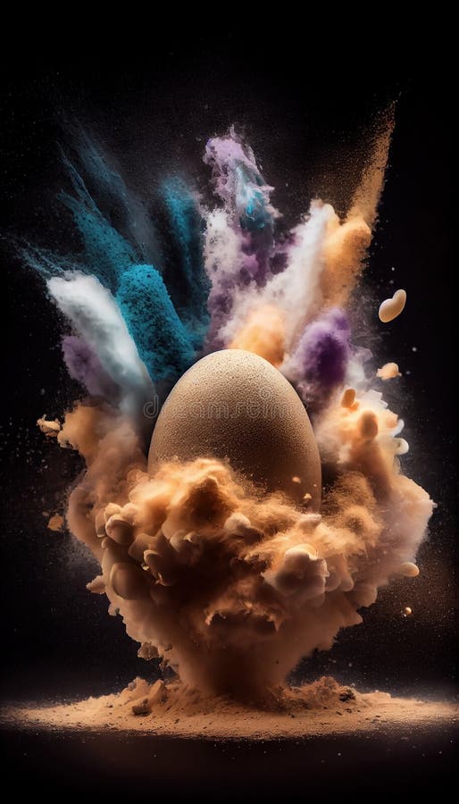 The Combination of an Egg Falling Onto Colorful Sand and Creating an ...