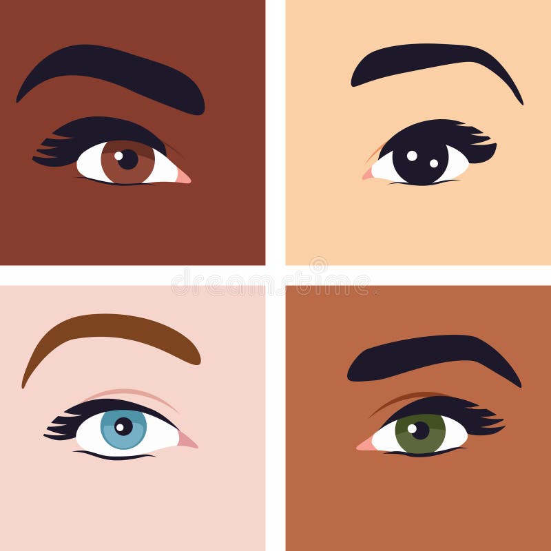 Eyes on Different Skin Tone Stock Illustration - Illustration of race ...