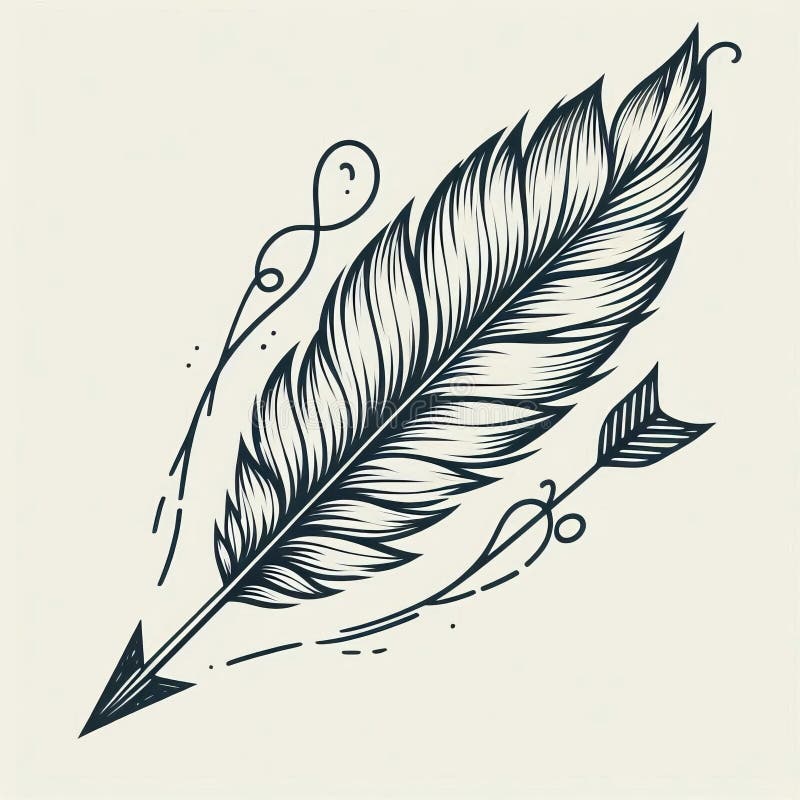 A Combination of a Feather Intertwined with an Arrow Rendered I Stock ...