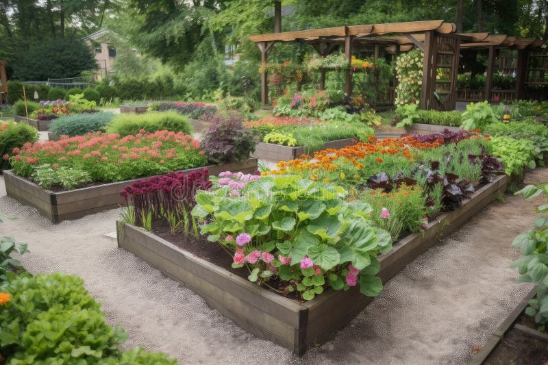 Combination of Flower Beds and Vegetable Gardens, with Pathways for ...