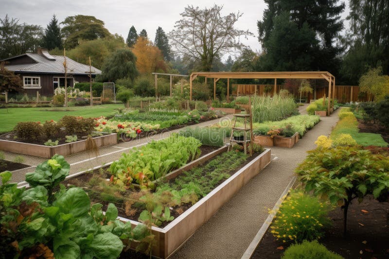 Combination of Flower Beds and Vegetable Gardens, with Pathways for ...
