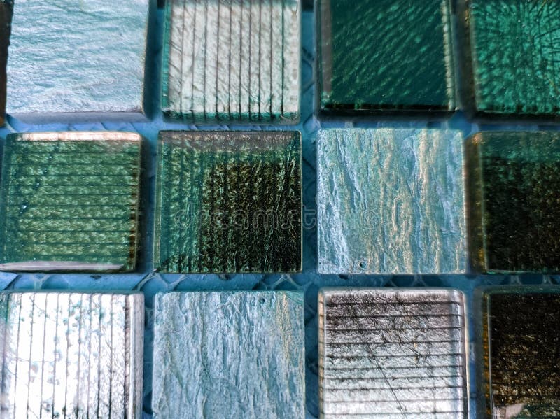 Combination of Glass and Stone Squares in Blue Tones, Wall Design ...