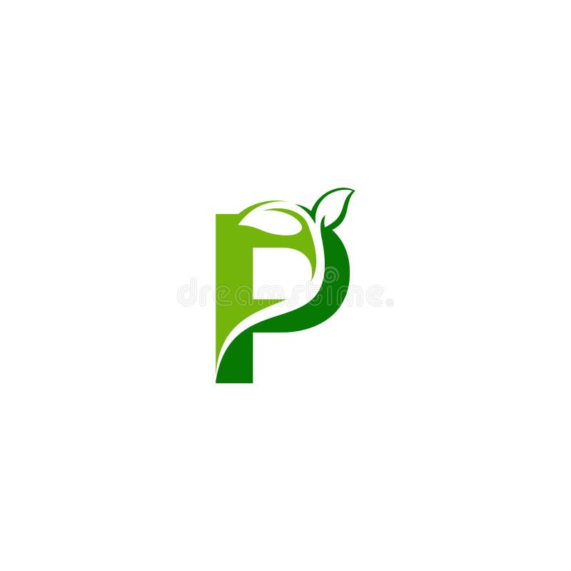 Combination of Green Leaf and Initial Letters P Logo Design Vectors ...