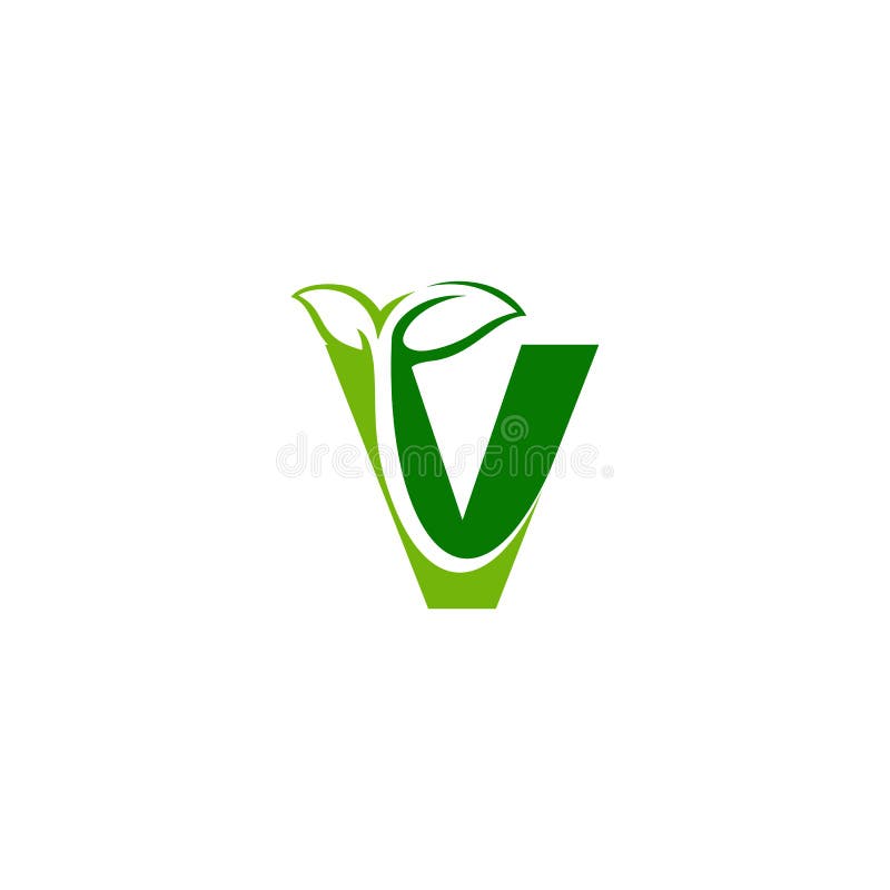 Combination of Green Leaf and Initial Letters V Logo Design Vectors ...