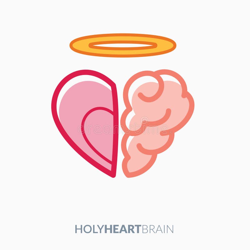 The Combination between the Heart and the Brain. Isolated Vector ...