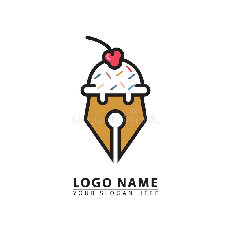 Combination of Ice Cream and Pen Vector Logo Icon Stock Vector ...