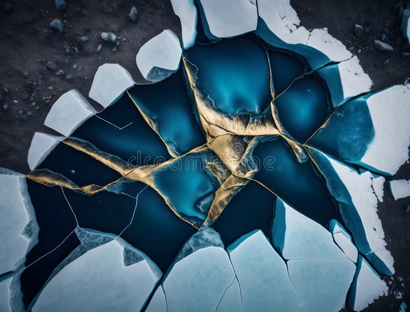 Combination of Ice and Fire. Kintsugi Style Stock Illustration ...