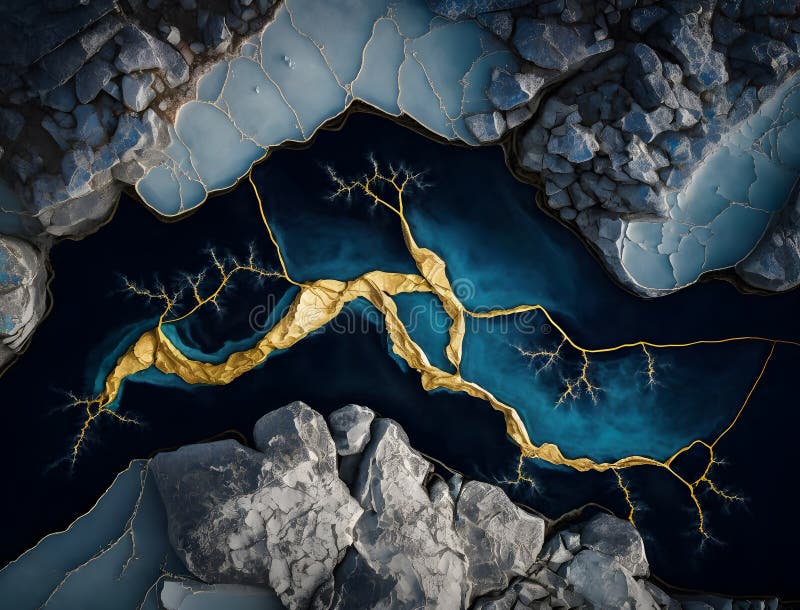 Combination of Ice and Fire. Kintsugi Style Stock Illustration ...