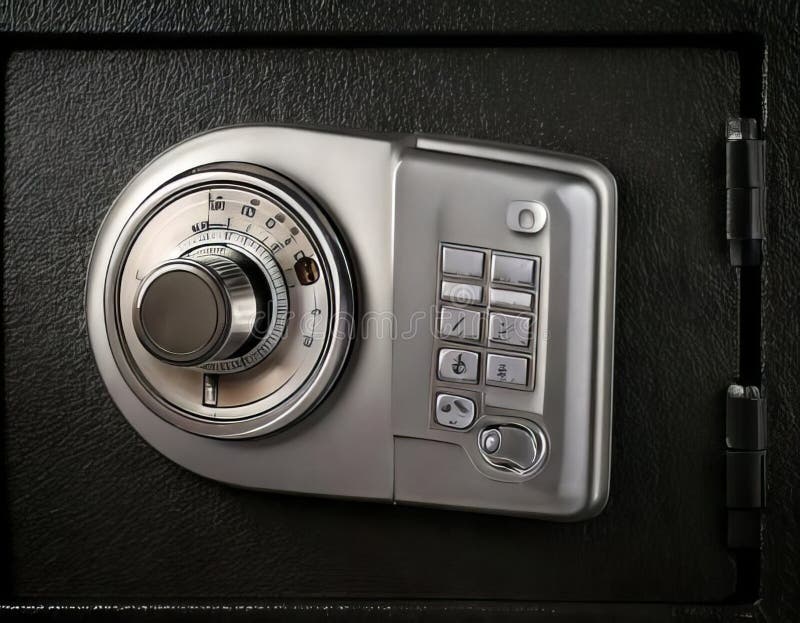 Combination and Keypad Lock Securing a Safe Door Stock Illustration ...