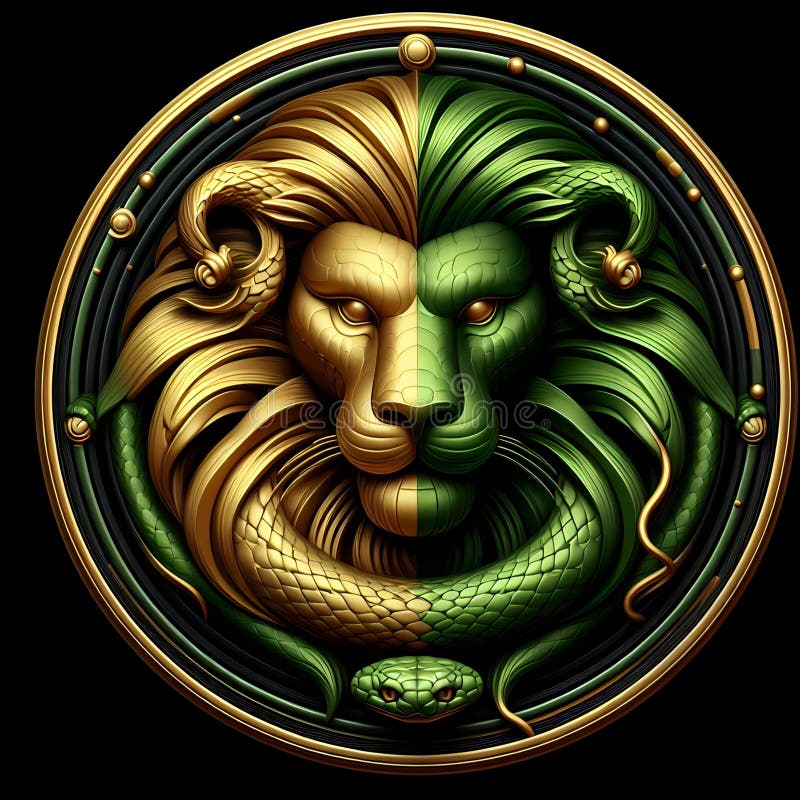 A Combination of Lion and Snake Stock Illustration - Illustration of ...