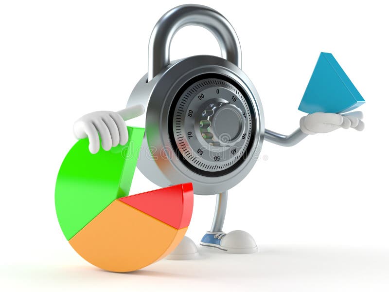 Combination Lock Character with Pie Chart Stock Illustration ...