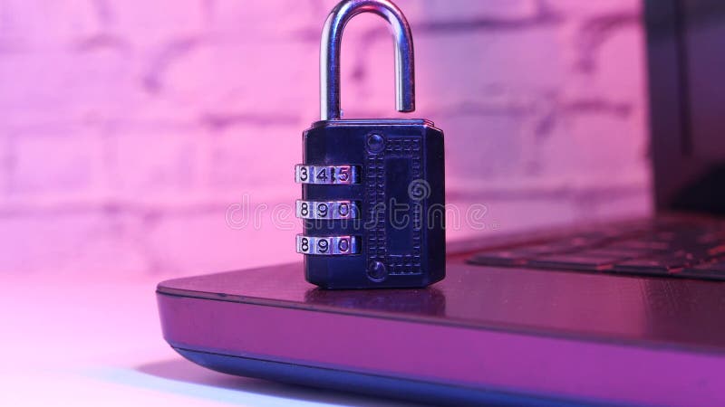 Combination Lock on Laptop: Cybersecurity and Data Protection Stock ...