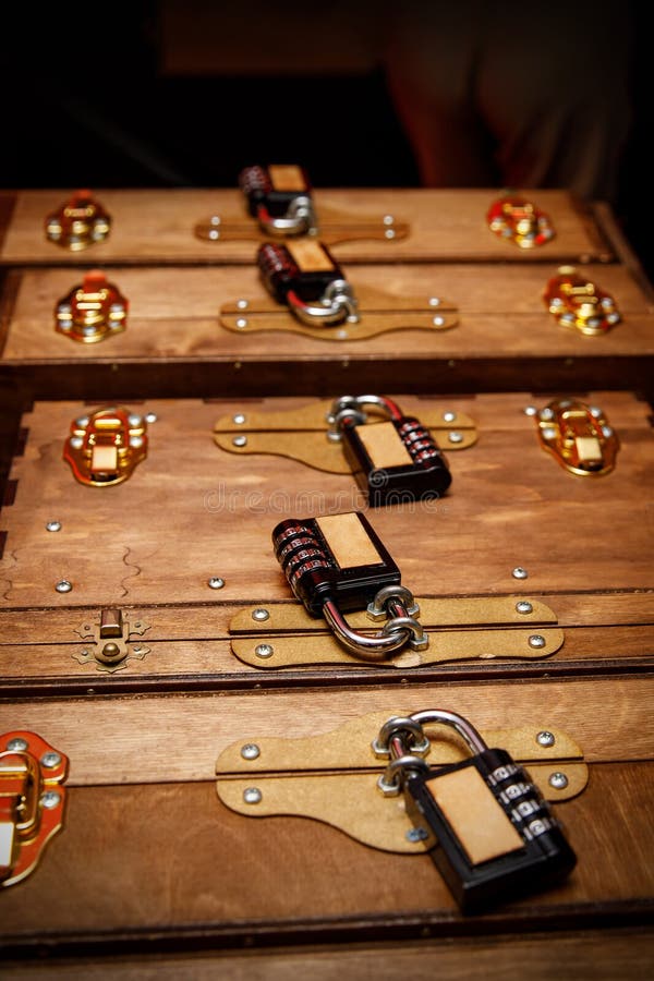 Combination Lock on the Old Chest Stock Photo - Image of mystery ...