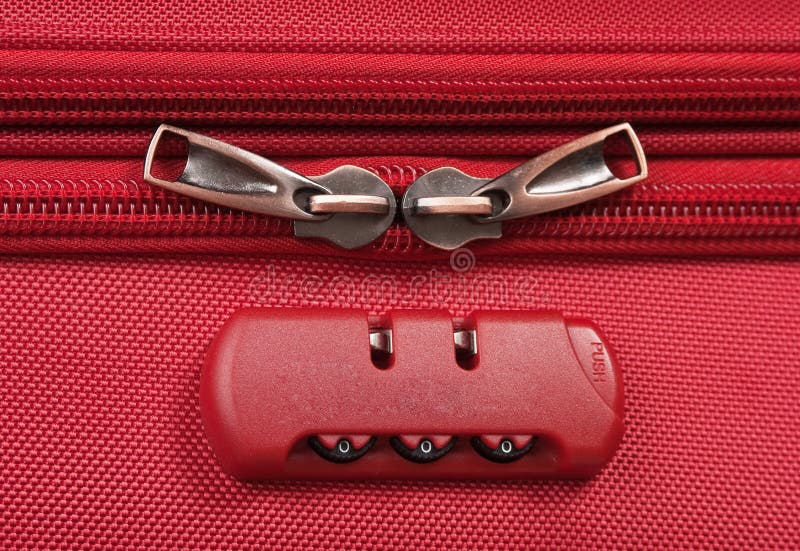 Combination Lock on a Red Suitcase Stock Image - Image of journey, trip ...