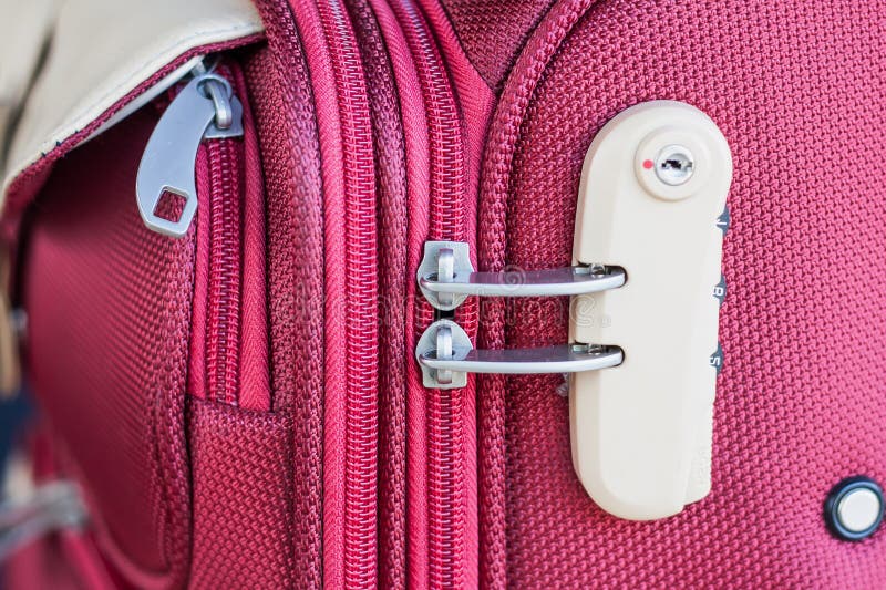 Combination Lock on Red Suitcase Stock Image - Image of code ...