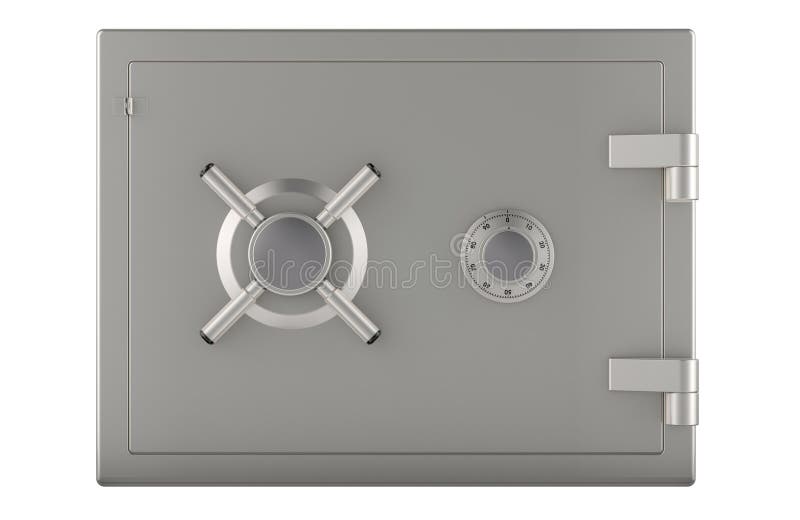 Combination Lock Safe, Front View. 3D Rendering Stock Illustration ...