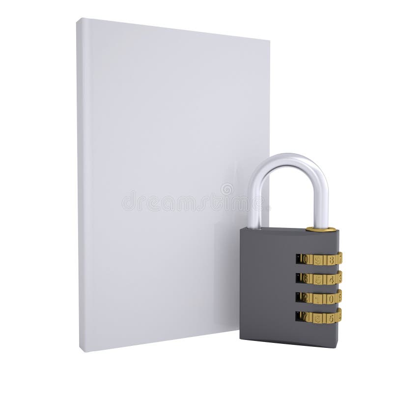 3d White Man with Combination Lock and Checklist Stock Illustration ...