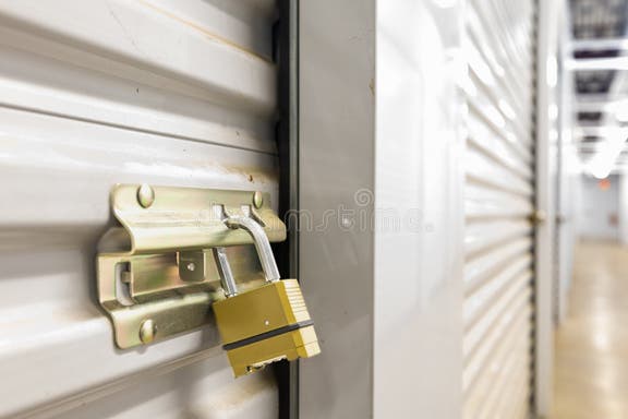 Combination Lock on Self Storage Door Stock Photo - Image of space ...