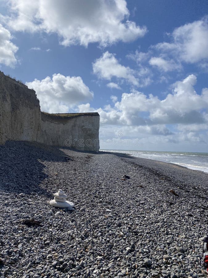 Beatiful Cliff with Beach View Stock Image - Image of looks, white ...