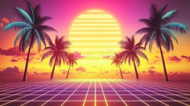 Pixelated Tropical Sunset Palm Tree Silhouettes Stock Photos - Free ...