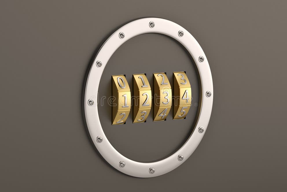 Combination Number Lock,metallic Code Mechanism. 3D Illustration Stock ...