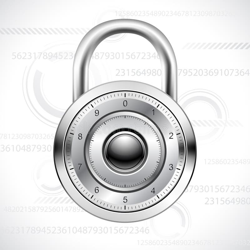 Combination Padlock Hanging on Wall Stock Illustration - Illustration ...