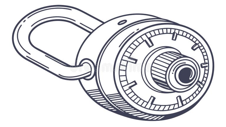 Combination Padlock with Dial, Secure Access Vintage Security, Vector ...