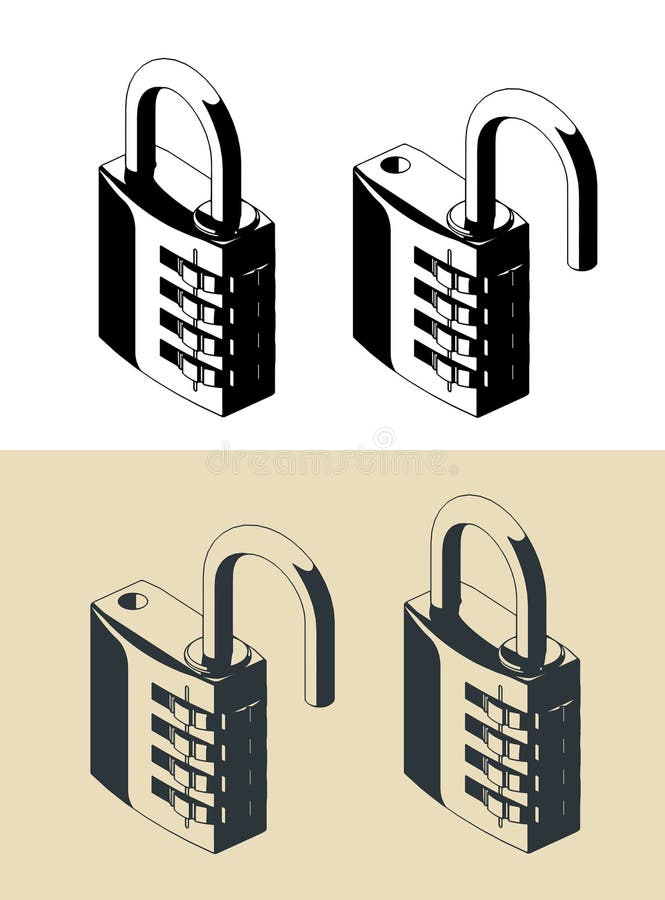 Combination Lock Drawing Stock Illustrations – 538 Combination Lock ...