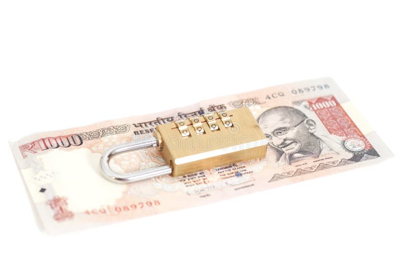 Combination Padlock on Indian Currency Rupee Stock Image - Image of ...