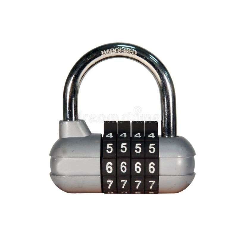 Combination Padlock Isolated with Path Stock Image - Image of steel ...