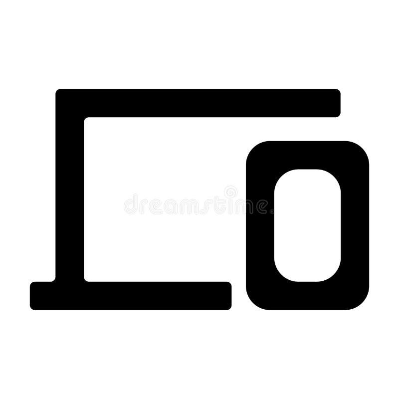 A Combination Phone and Computer Icon Design. Line Drawing Style. Black ...