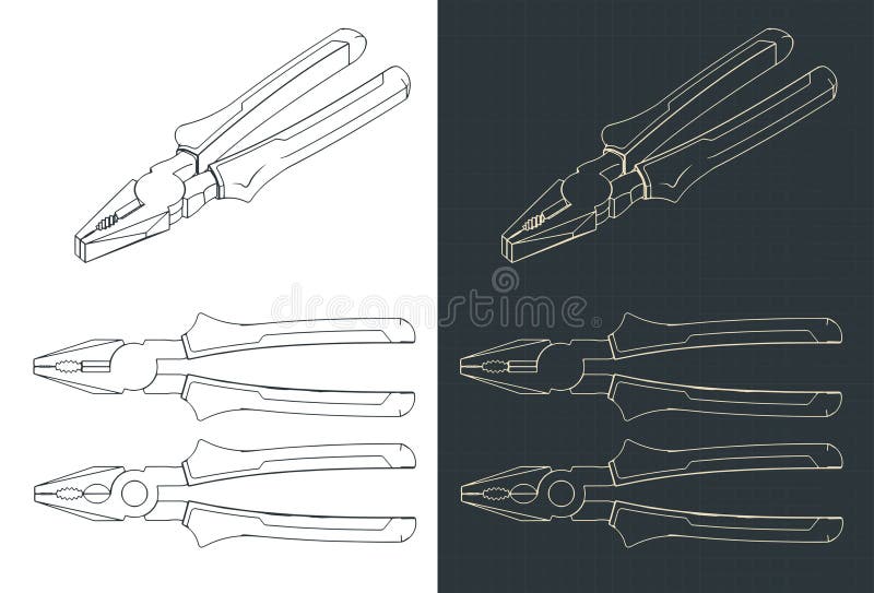 Combination Pliers Blueprints Stock Vector - Illustration of stylized ...