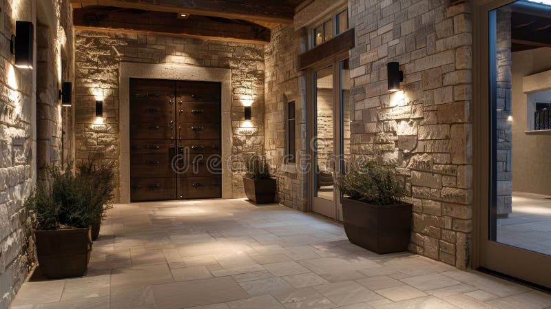 The Combination of Rough Stone Cladding and Soft Lighting Gives this ...