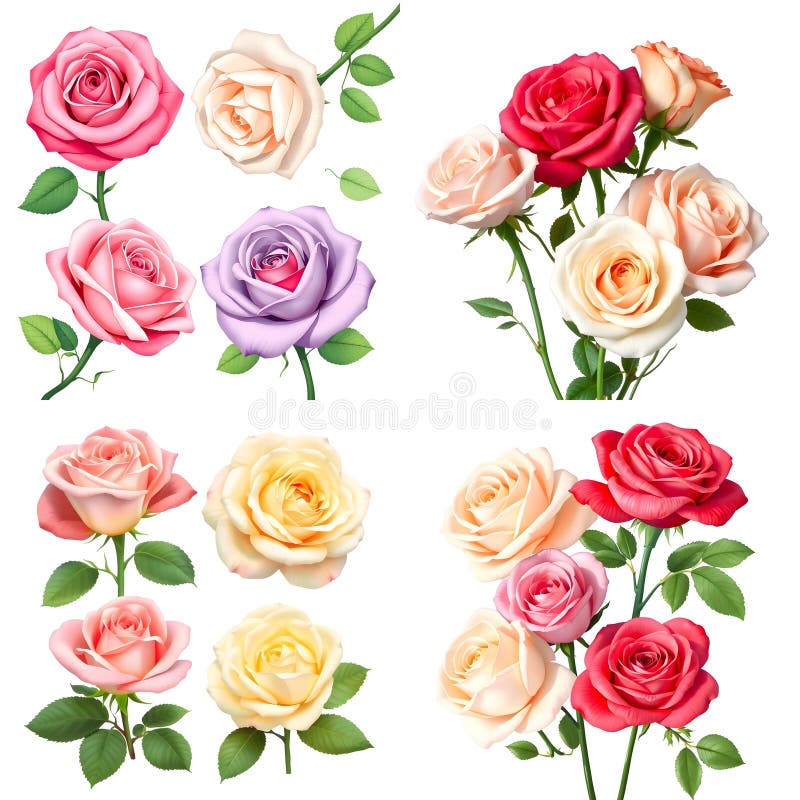 Combination Set of Different Colored Roses are Shown in the Image Stock ...