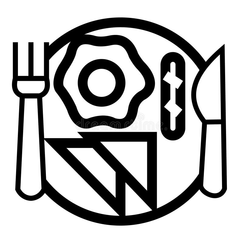 Combination of the Shape of a Plate, Spoon, Fork, Egg, and Sausage ...