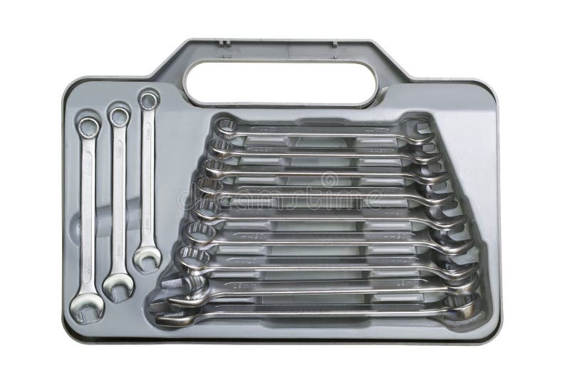 Combination Spanner Set in a Red Bag Isolated on White Stock Photo ...